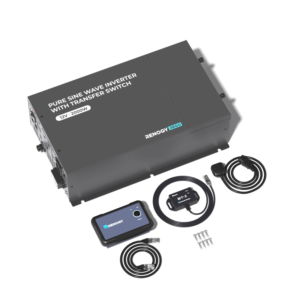 12V 2000W Pure Sine Wave Inverter With Transfer Switch | Renogy UK